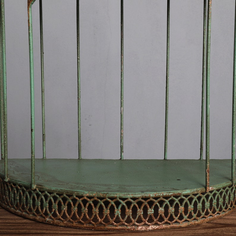 Vintage Green Metal Birdcage Shelf, Decorative Bird Cage Display ...