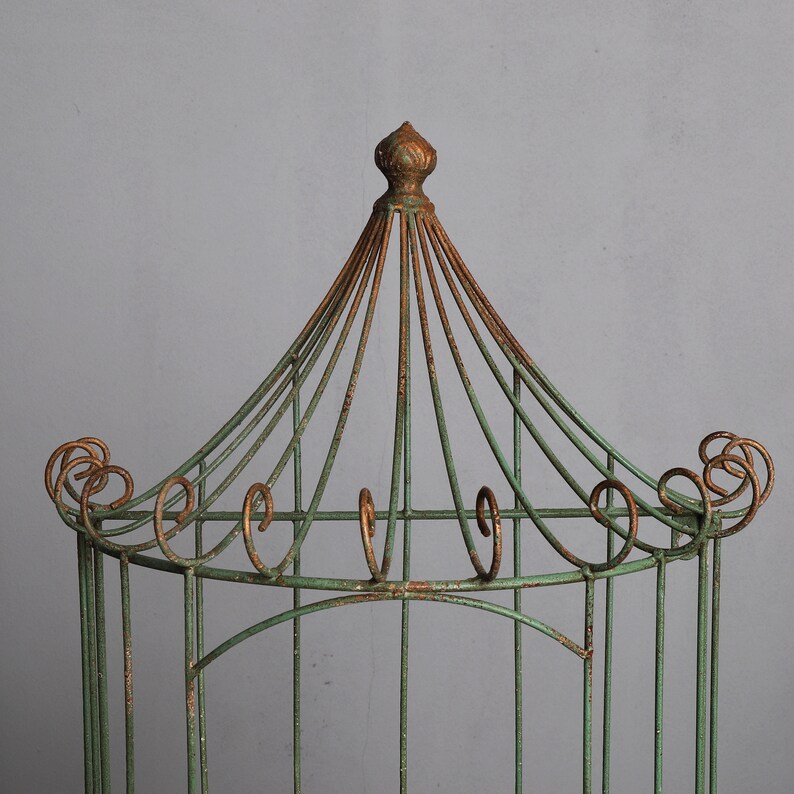 Vintage Green Metal Birdcage Shelf, Decorative Bird Cage Display ...