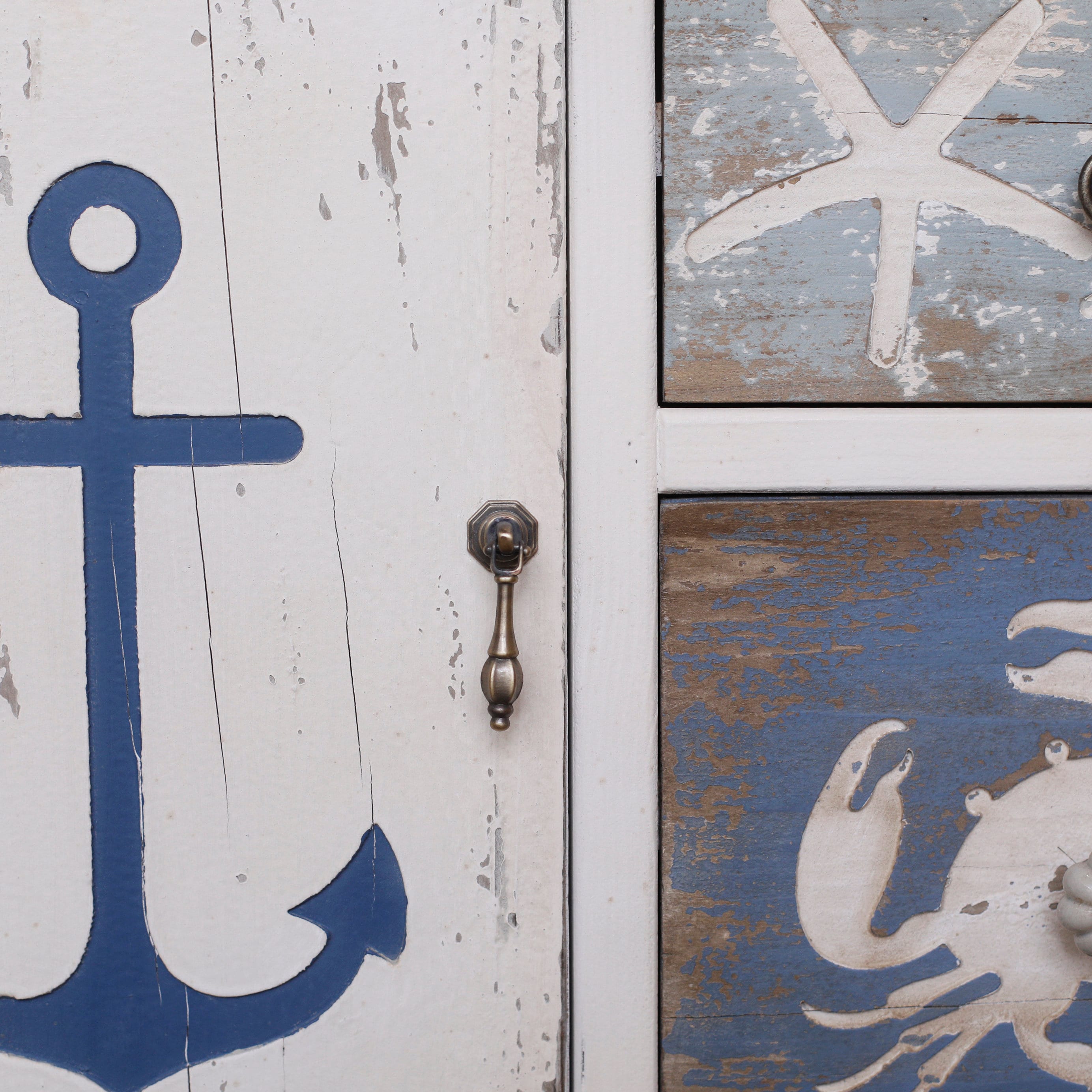 Nautical Coastal Cabinet, Rustic Beachside Storage Chest, Distressed ...