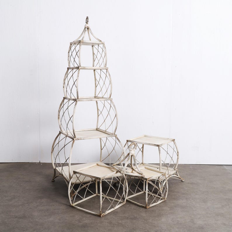 Rustic Metal Shelf Tower French Country Style Decorative Display Stand ...