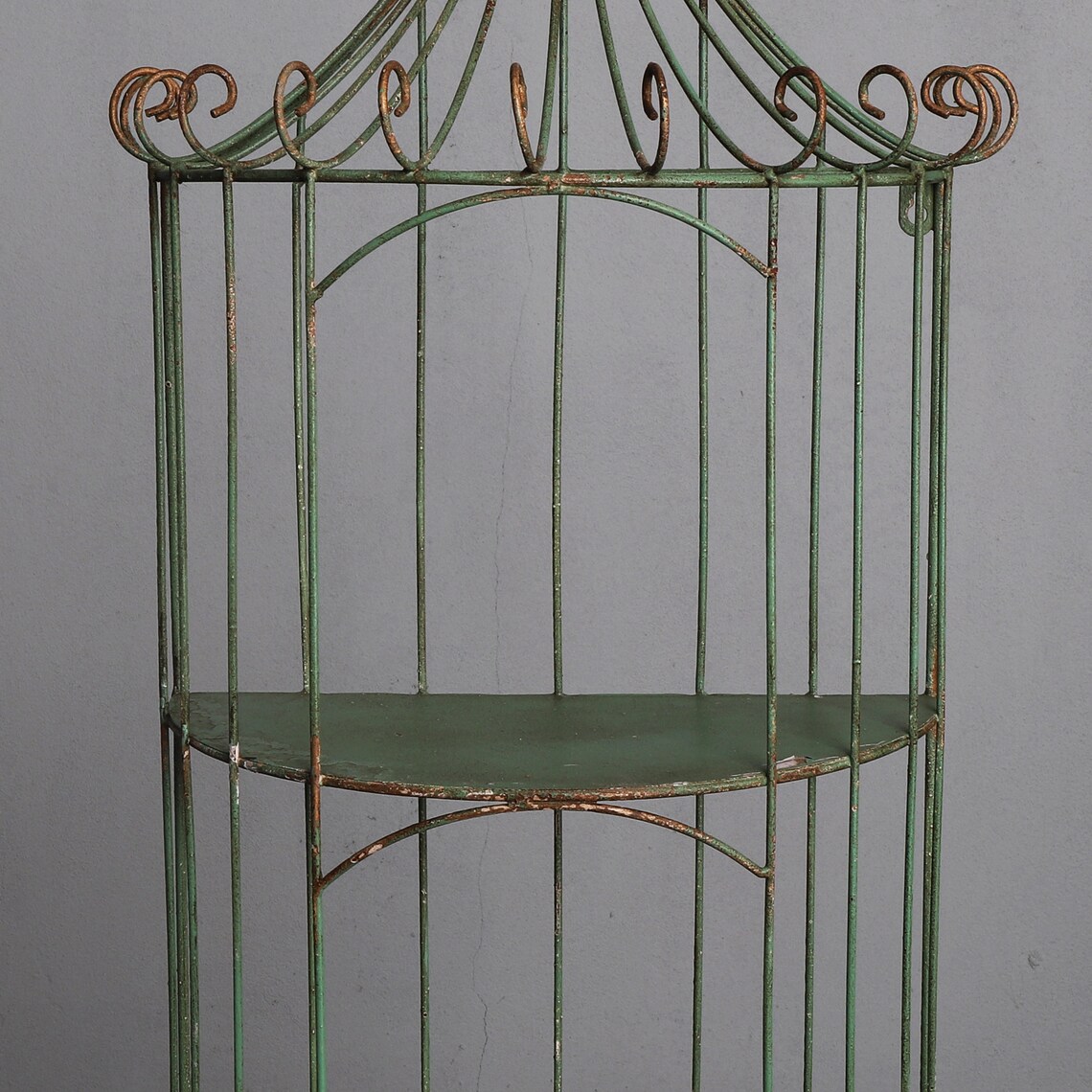 Vintage Green Metal Birdcage Shelf, Decorative Bird Cage Display ...