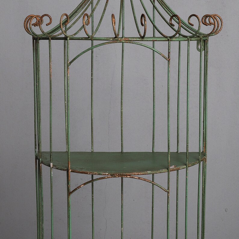 Vintage Green Metal Birdcage Shelf, Decorative Bird Cage Display ...