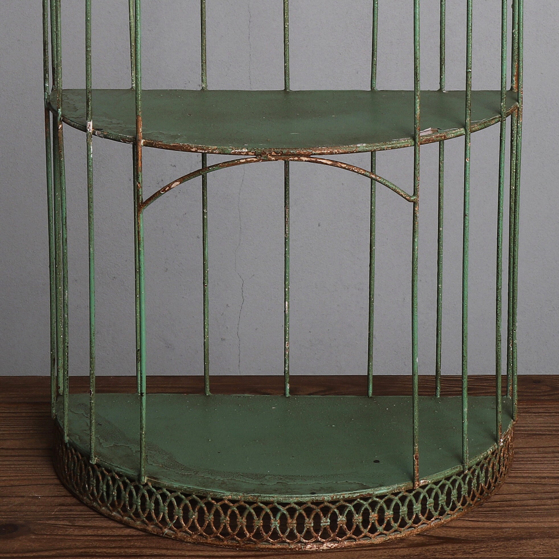 Vintage Green Metal Birdcage Shelf, Decorative Bird Cage Display ...