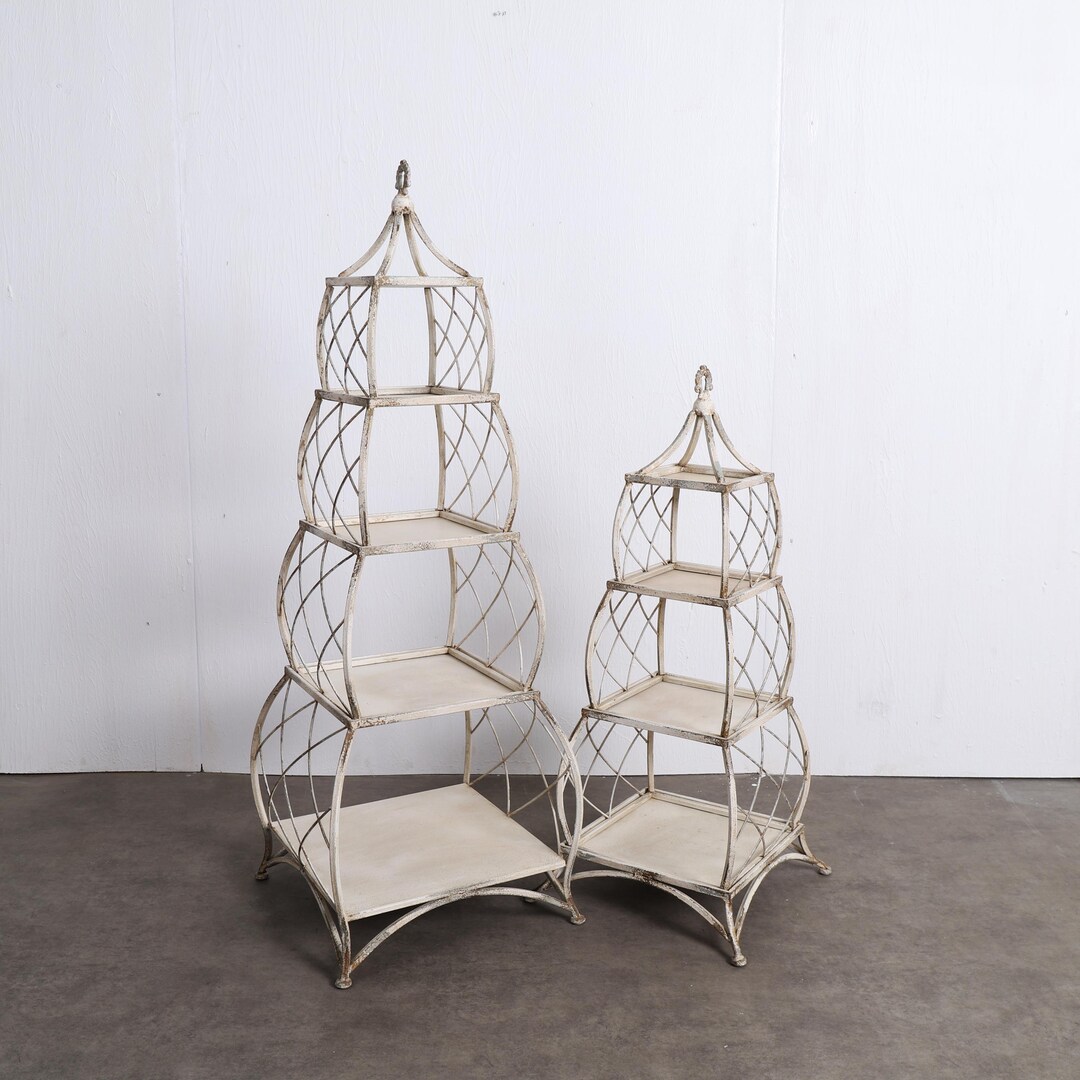 Rustic Metal Shelf Tower French Country Style Decorative Display Stand ...