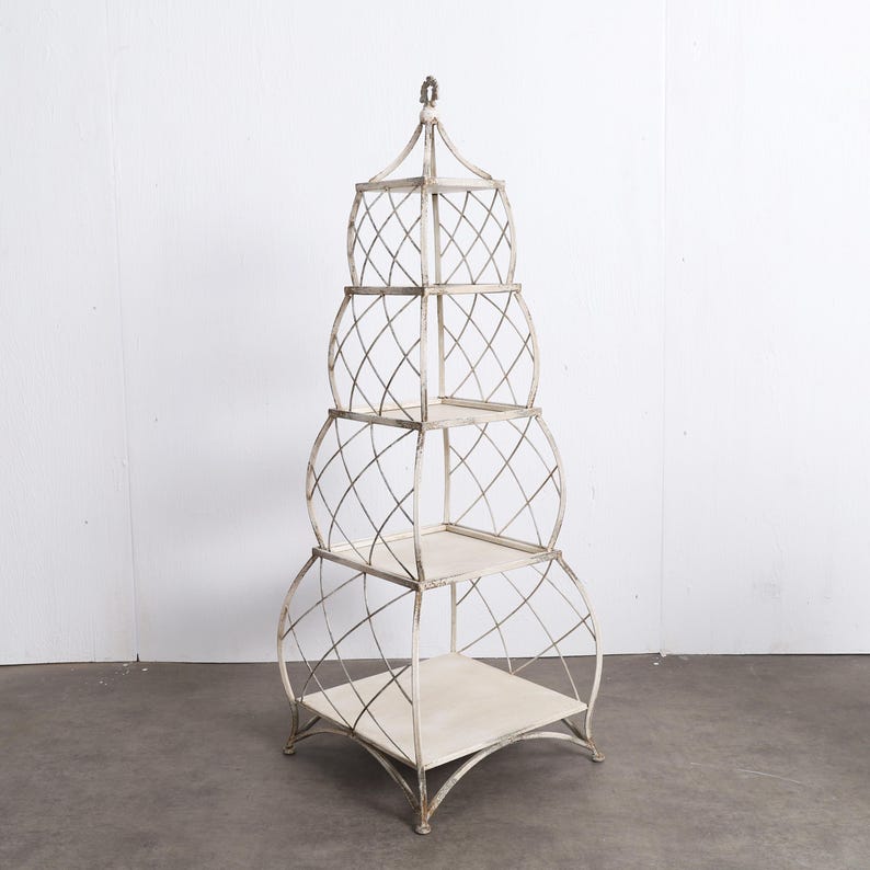 Rustic Metal Shelf Tower French Country Style Decorative Display Stand ...