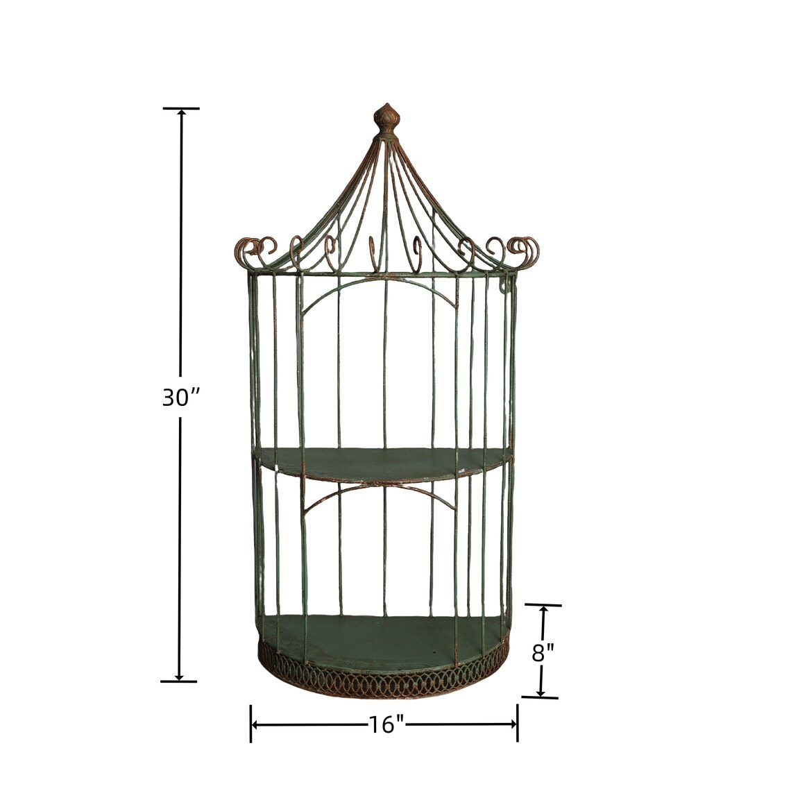 Vintage Green Metal Birdcage Shelf, Decorative Bird Cage Display ...
