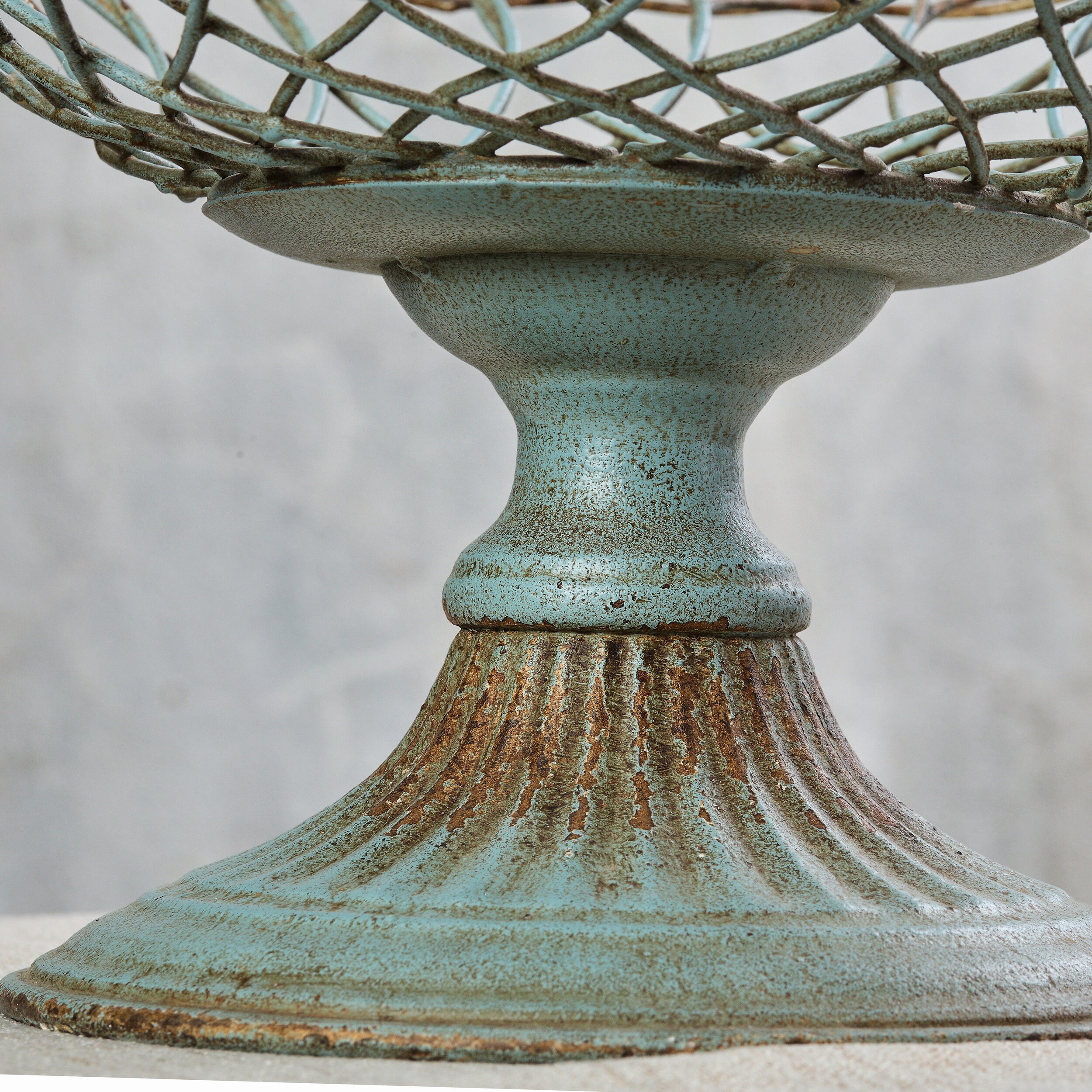 Vintage Iron Art Bowl - Distressed Turquoise Finish - Versatile Plant ...