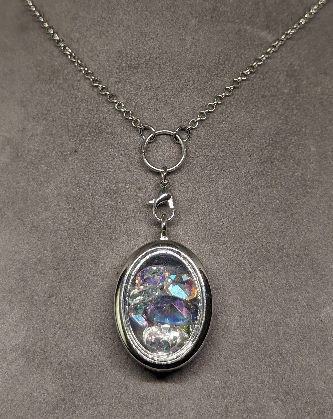 Oval Locket With Multiple Gems - Etsy