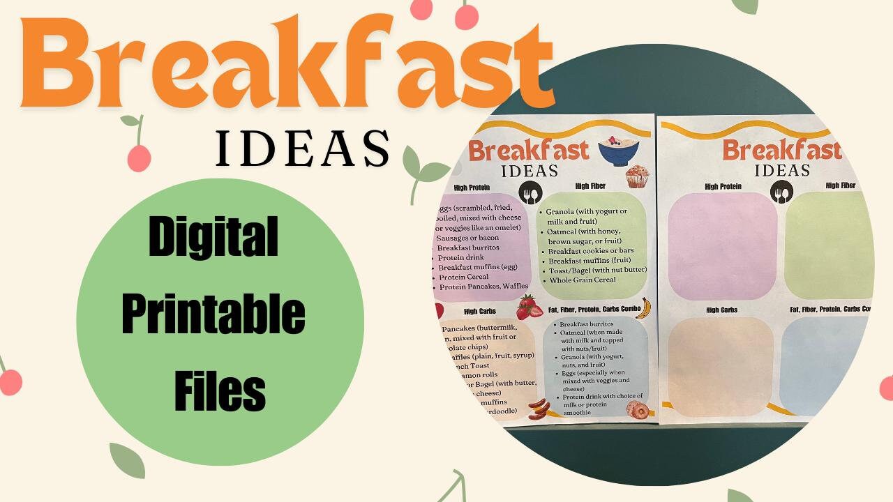 Breakfast Brainstormer: Printable Pages With High Protein, Fiber, Carbs ...