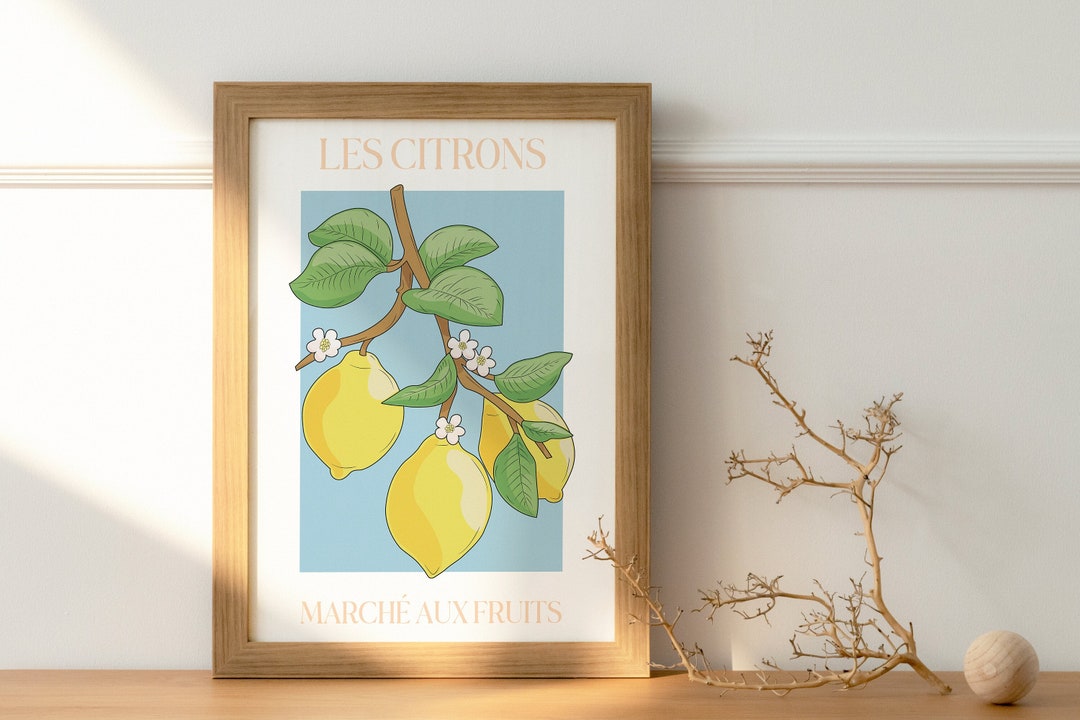 Digital Lemon Poster | Printable Citrus Wall Art | Kitchen Decor Print ...