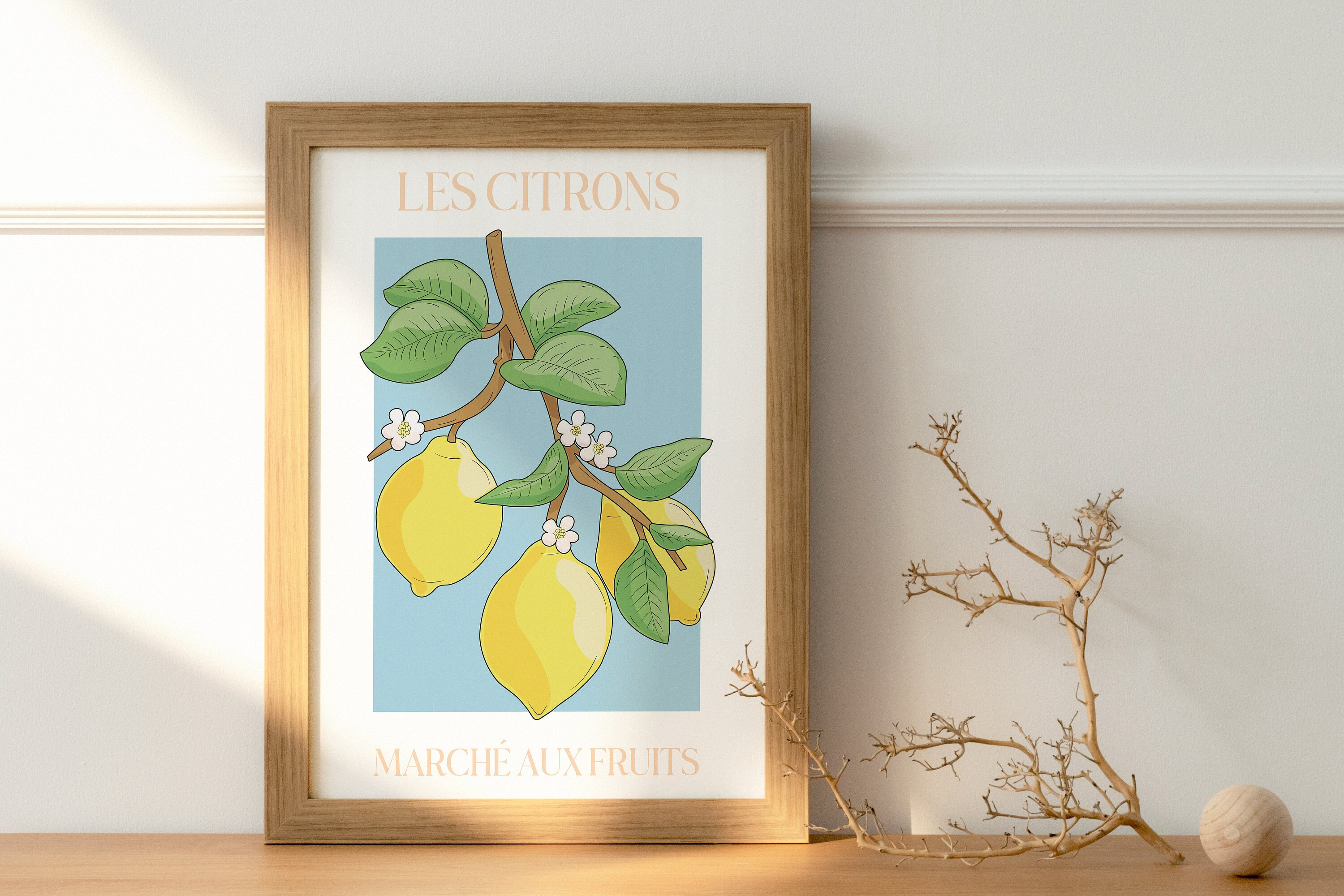 Digital Lemon Poster Printable Citrus Wall Art Kitchen Decor Print ...