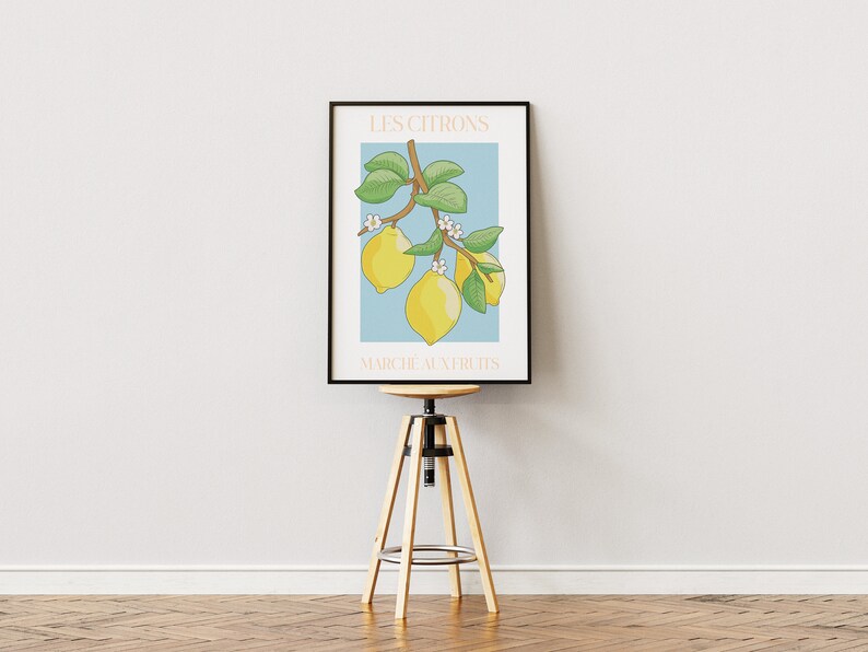 Digital Lemon Poster Printable Citrus Wall Art Kitchen Decor Print ...
