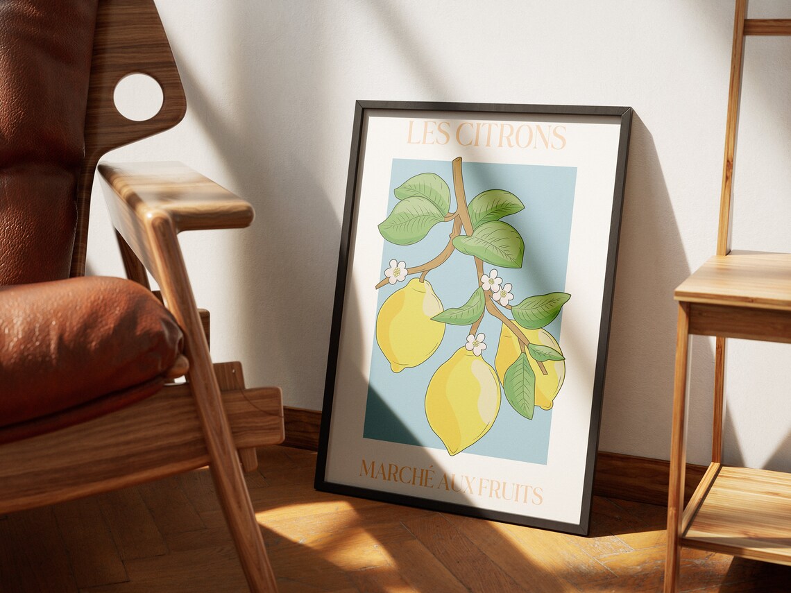 Digital Lemon Poster Printable Citrus Wall Art Kitchen Decor Print ...