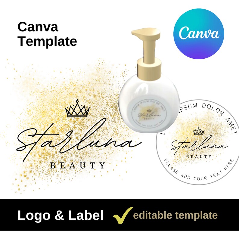 Logo Design Template Cosmetic Logo + Label Template Editable | Cosmetic ...