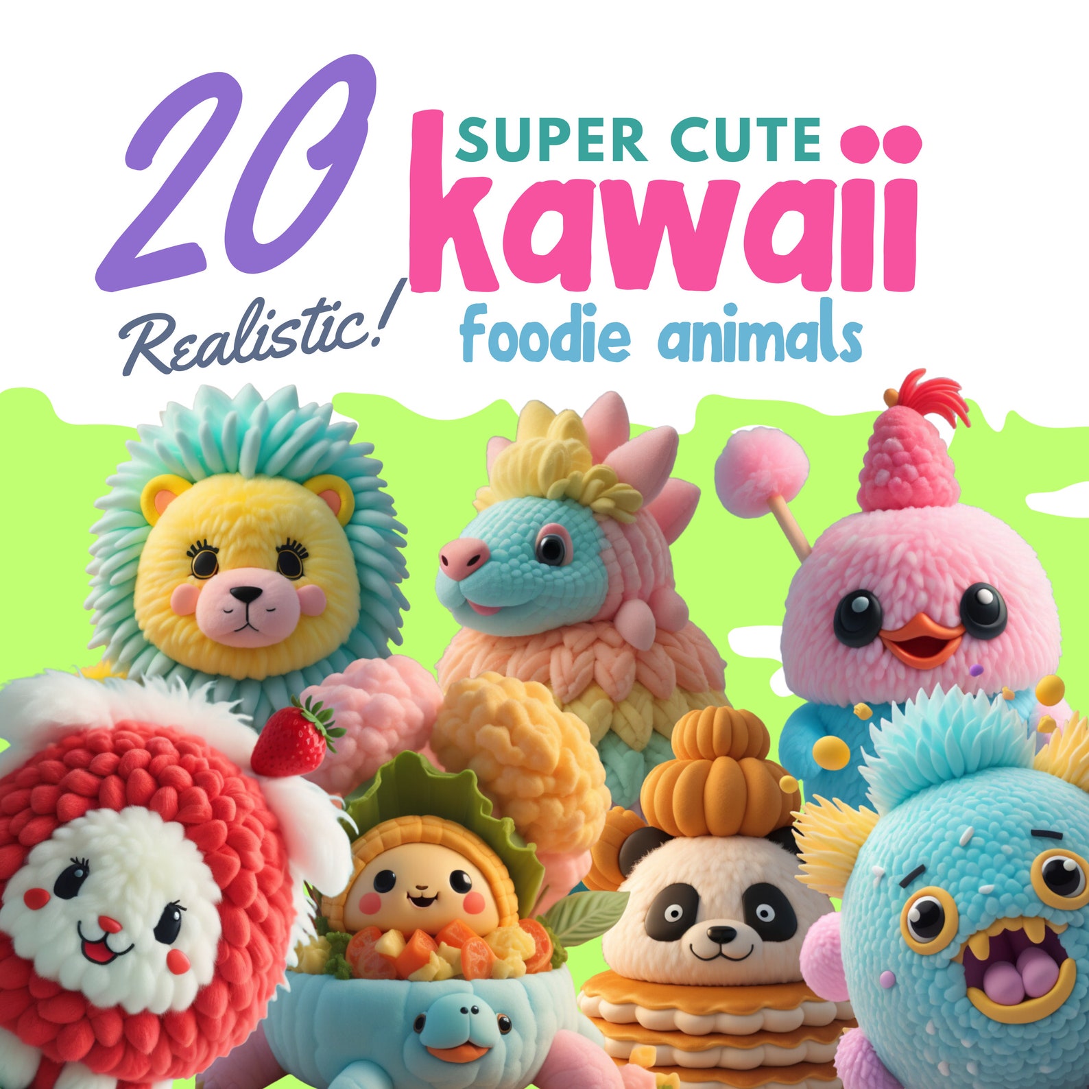 PNG Download Super Cute Realistic Kawaii Foodie Animals Clipart, Kawaii ...
