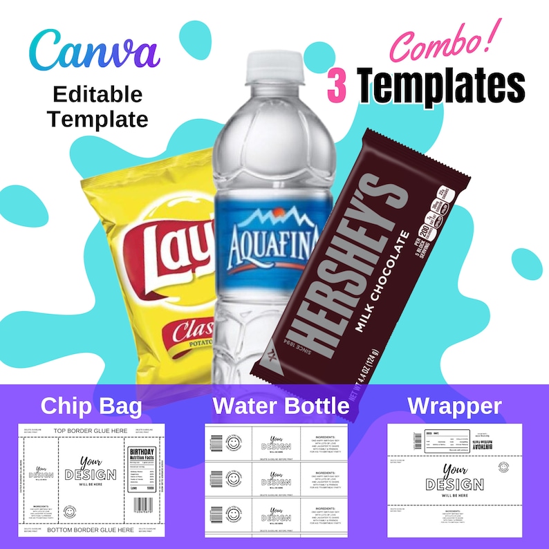 Combo Pack Canva Templates | Party Favor DIY Digital Templates - Etsy