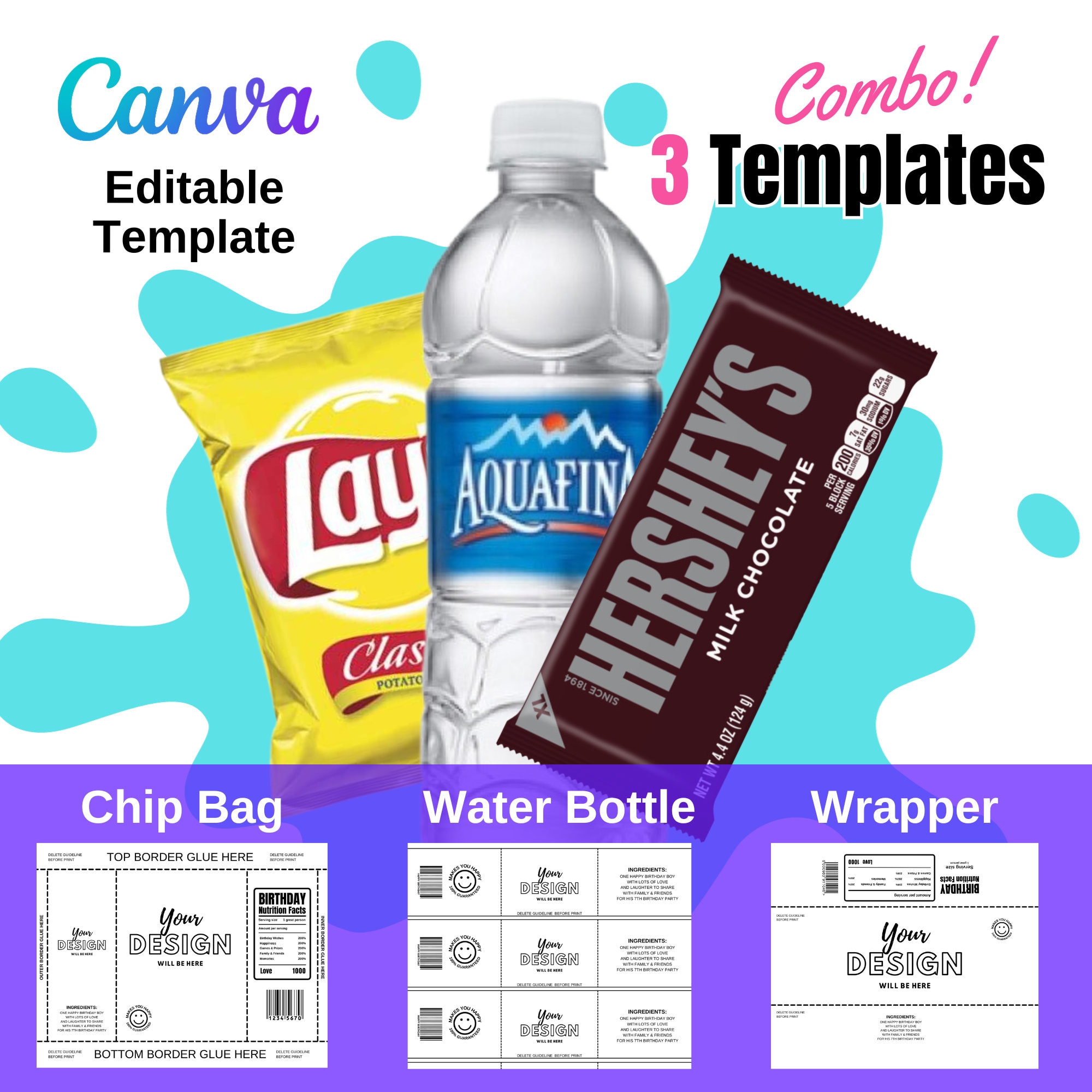 Combo Pack Canva Templates | Party Favor DIY Digital Templates - Etsy