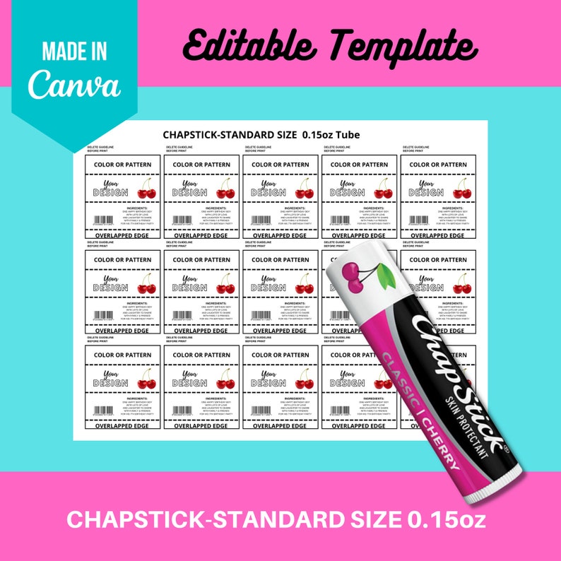 Chapstick 0.15oz Template for Canva (digital Item) - Etsy