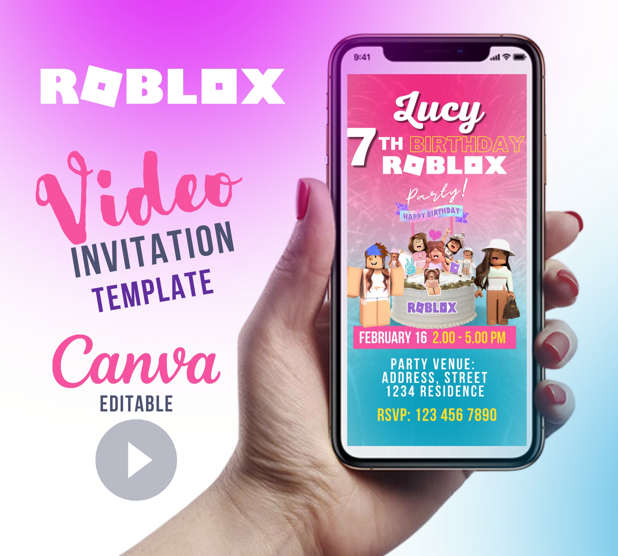 Roblox Theme Girl Birthday Mobile Video Invitation Canva Etsy roblox-theme-girl-birthday-mobile-video-invitation-canva-etsy