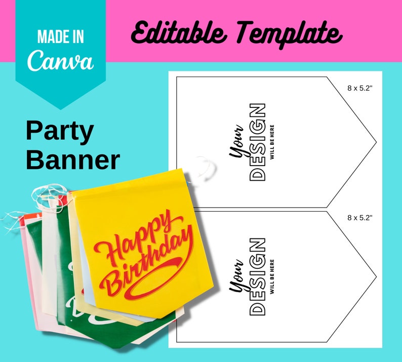 Canva Editable Party Banner Template: DIY Celebration Decor (digital ...