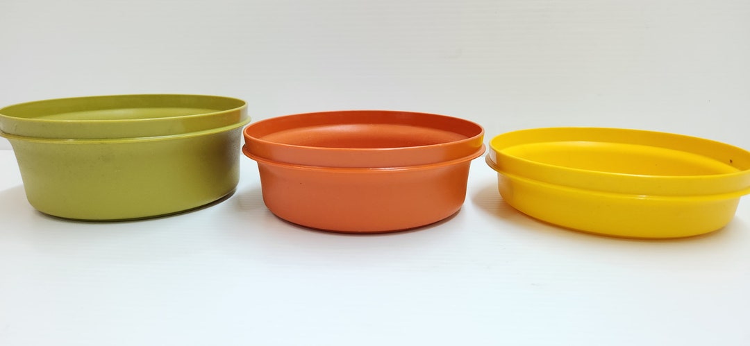 Vintage Plastic Tupperware Containers-harvest Orange + Yellow + Avocado ...