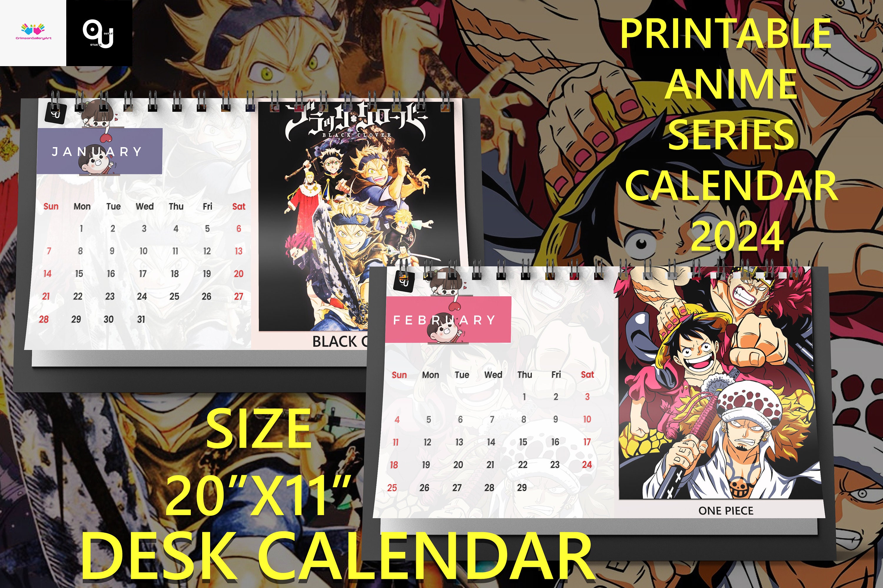 Best Anime Double Sided 2024 Calendar Printable Anime Calendar 2024 ...
