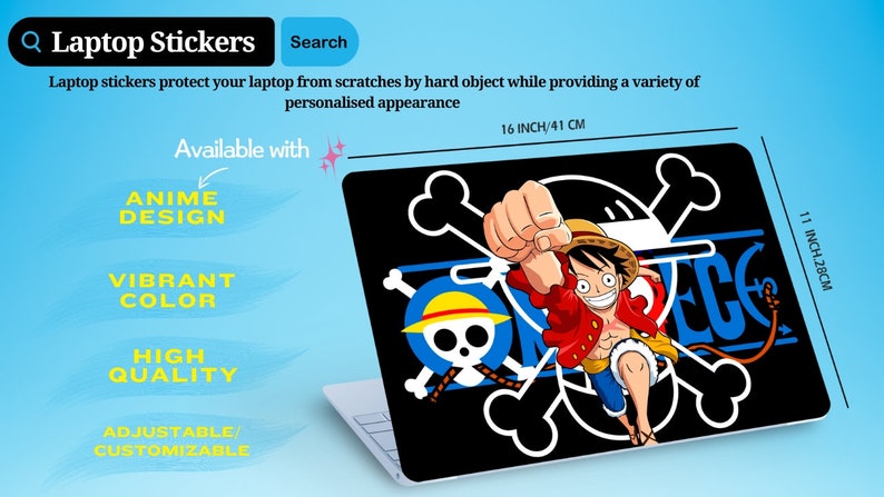 Pack of 15 Anime Laptop JPG Skin Decals, Anime JPG Stickers, Dell, Hp ...
