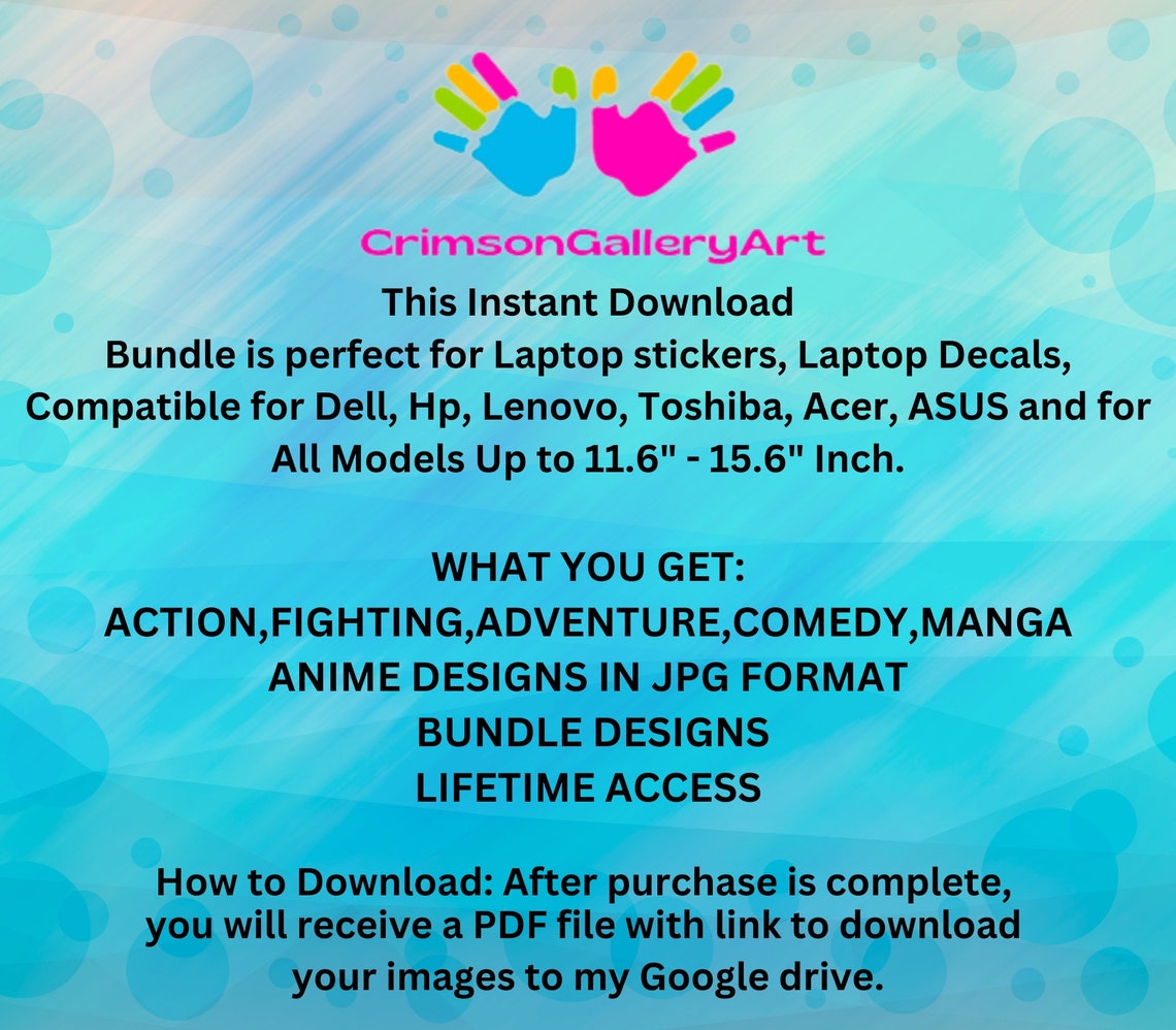 Pack of 15 Anime Laptop JPG Skin Decals, Anime JPG Stickers, Dell, Hp ...