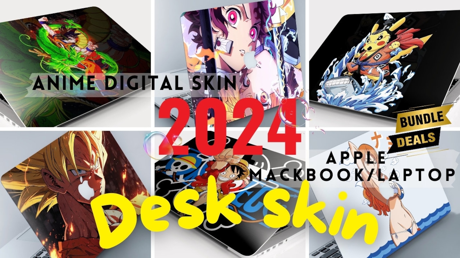 Pack of 15 Anime Laptop JPG Skin Decals, Anime JPG Stickers, Dell, Hp ...