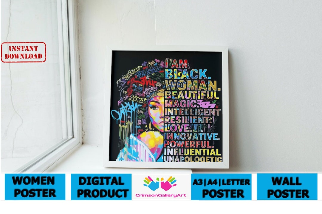 Black Women Poster, Women Poster Art, Wall Art Prints, Digital Print ...