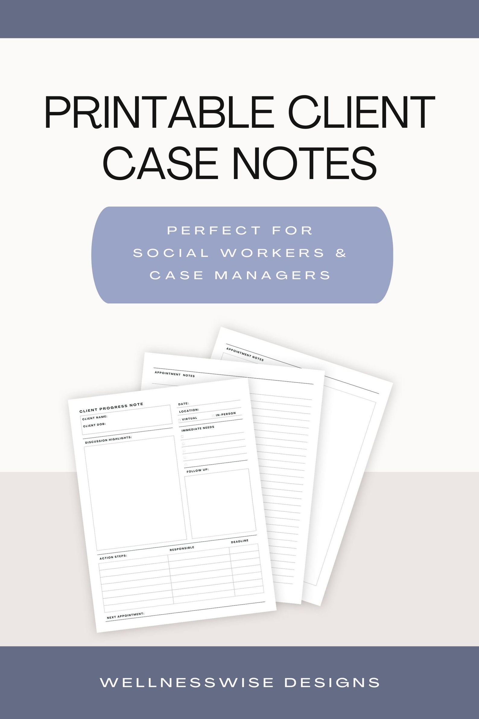 Printable Client Case Notes / Progress Notes - Social Workers, Case ...