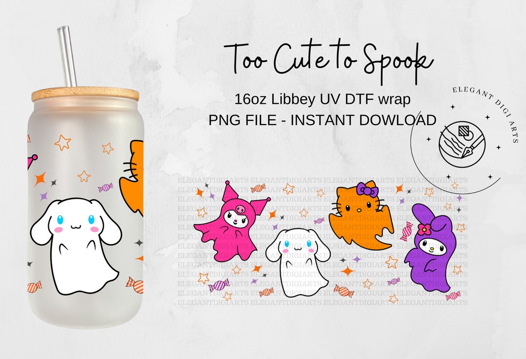 Too Cute to Spook, Kitty and Friends 16oz Libbey Glass Can Wrap, PNG ...