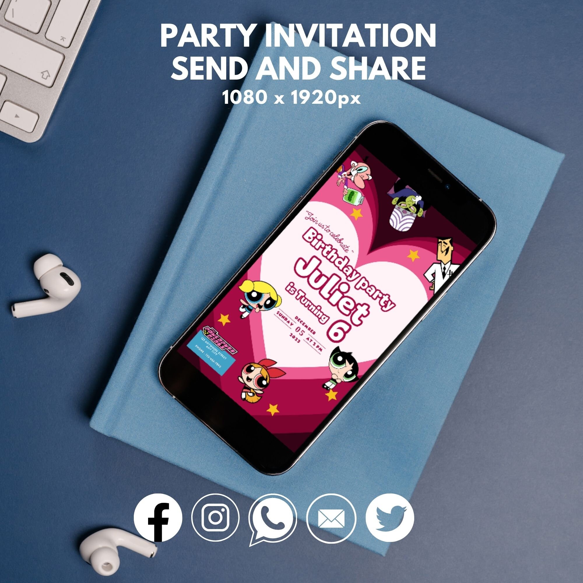 Editable Powerpuff Girls Invitation, Custom Birthday Party Invite ...