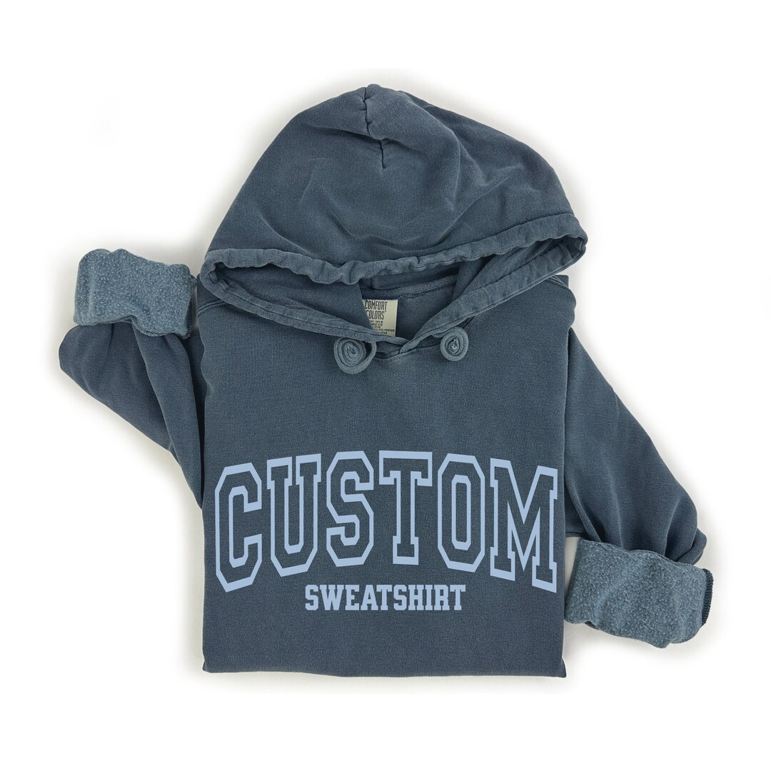 Custom Text Comfort Colors Hoodie, College Letters Hooded Sweater ...