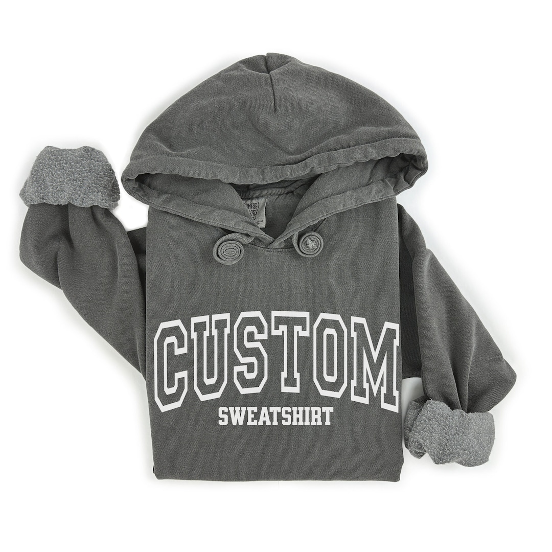 Custom Text Comfort Colors Hoodie, College Letters Hooded Sweater ...