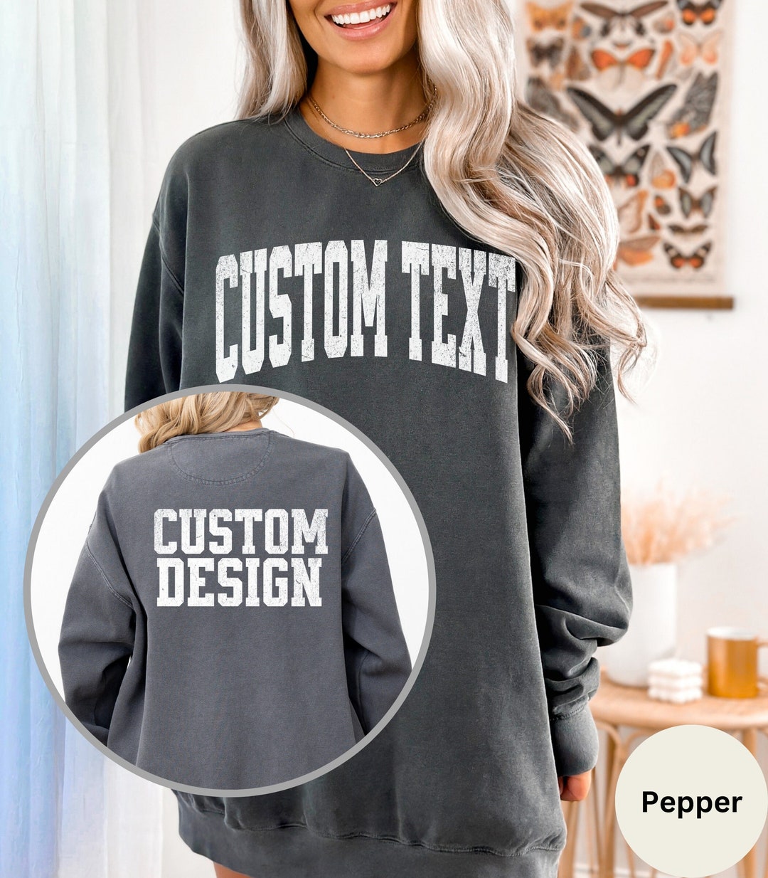 Custom Front and Back Sweatshirt, Custom Comfort Colors Sweater, Custom ...