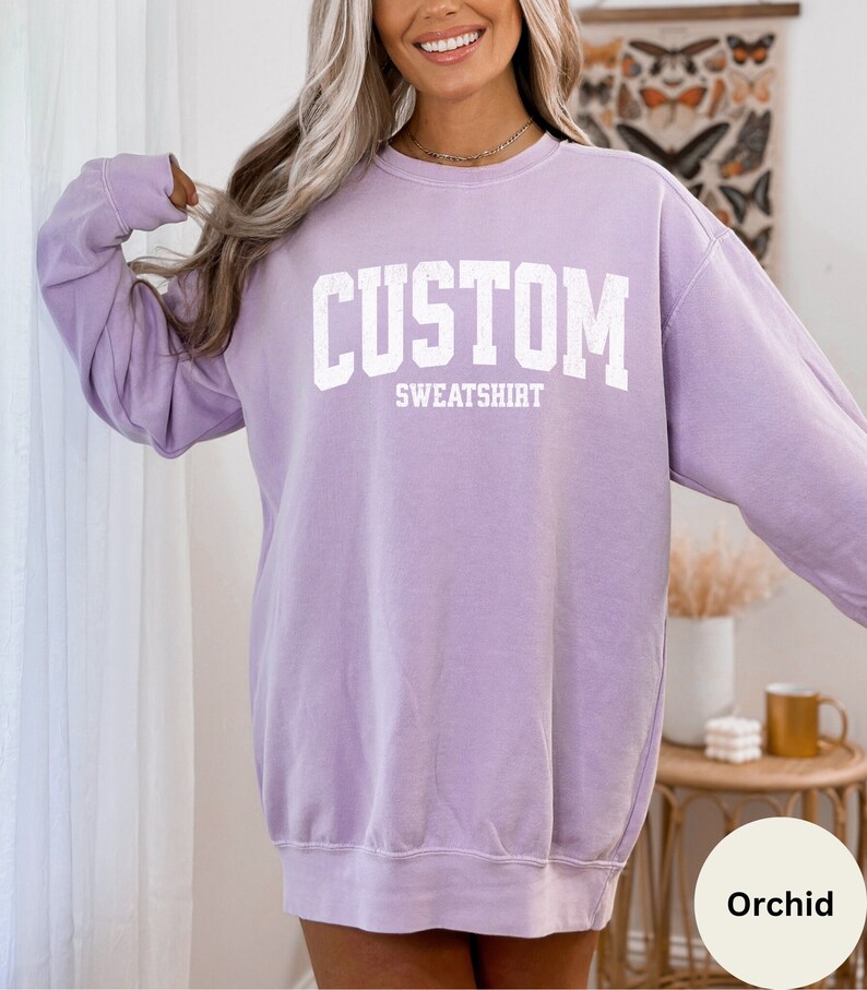 Custom Sweatshirt, Custom Comfort Colors Sweatshirt, College Letters ...