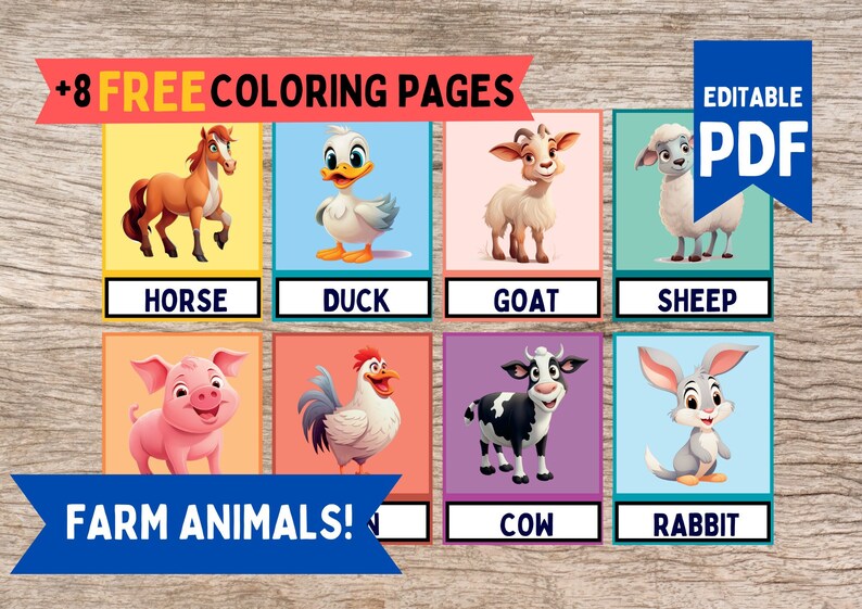 Farm Animal Printable Flashcards • Editable Montessori Cards • Learning ...