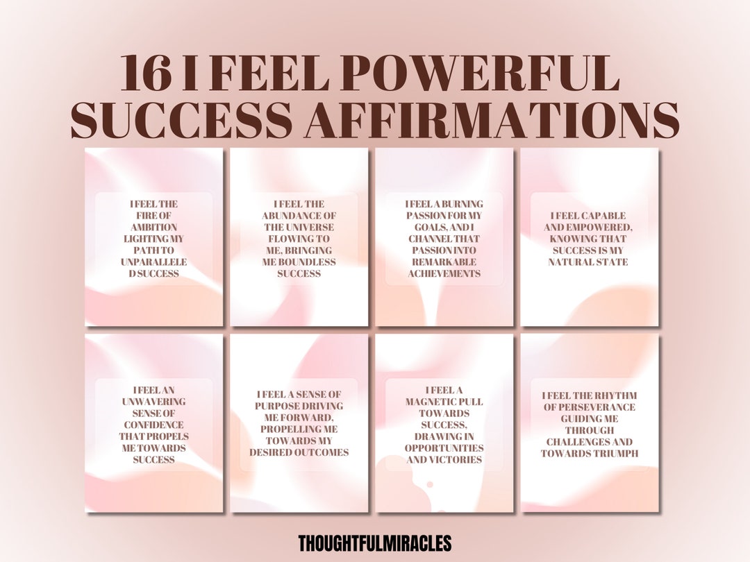 Powerful Success Affirmations Printable Cards Career Growth - Etsy