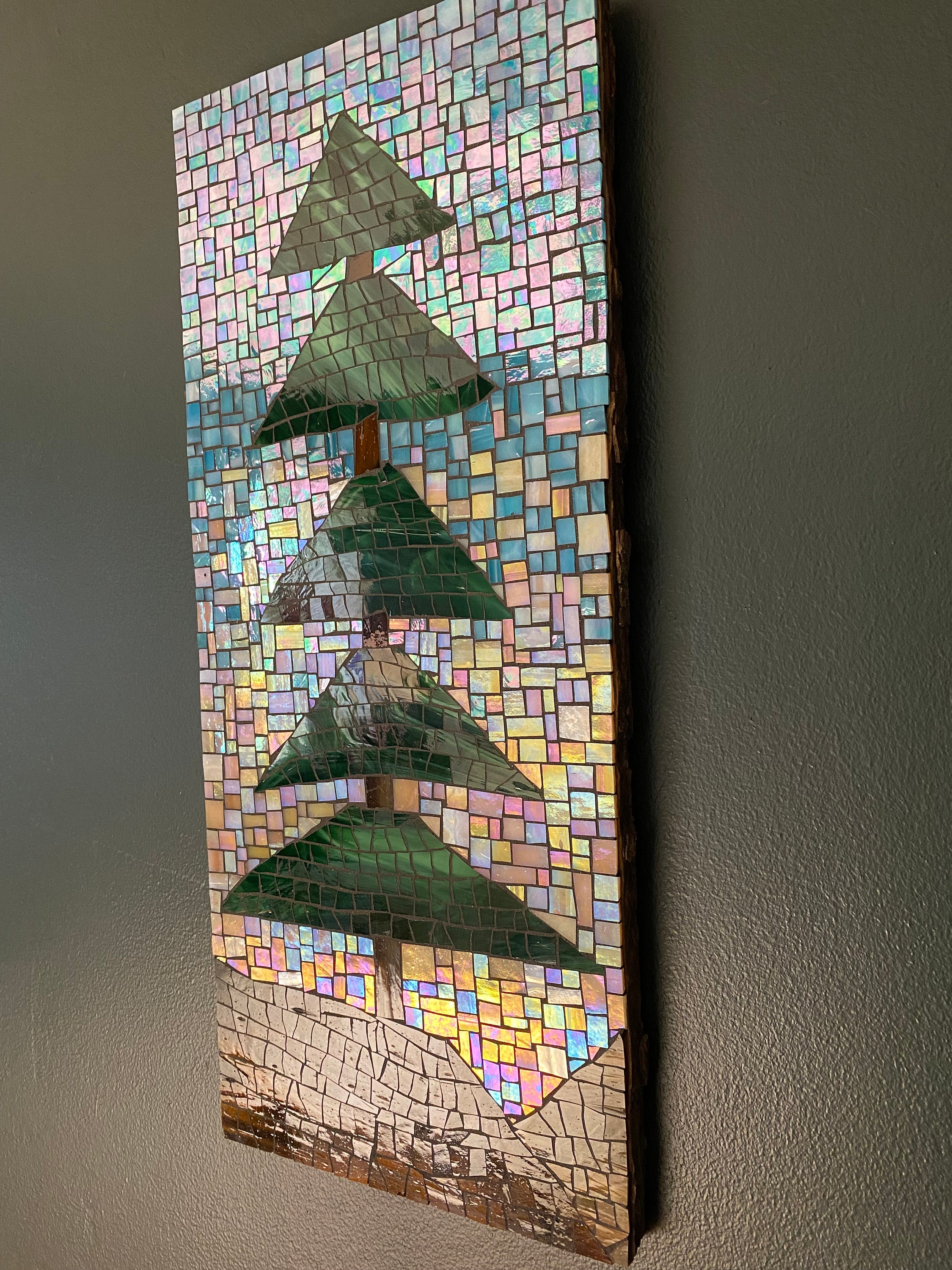 Pine Tree Stained Glass Mosaic Wall Hanging - Etsy
