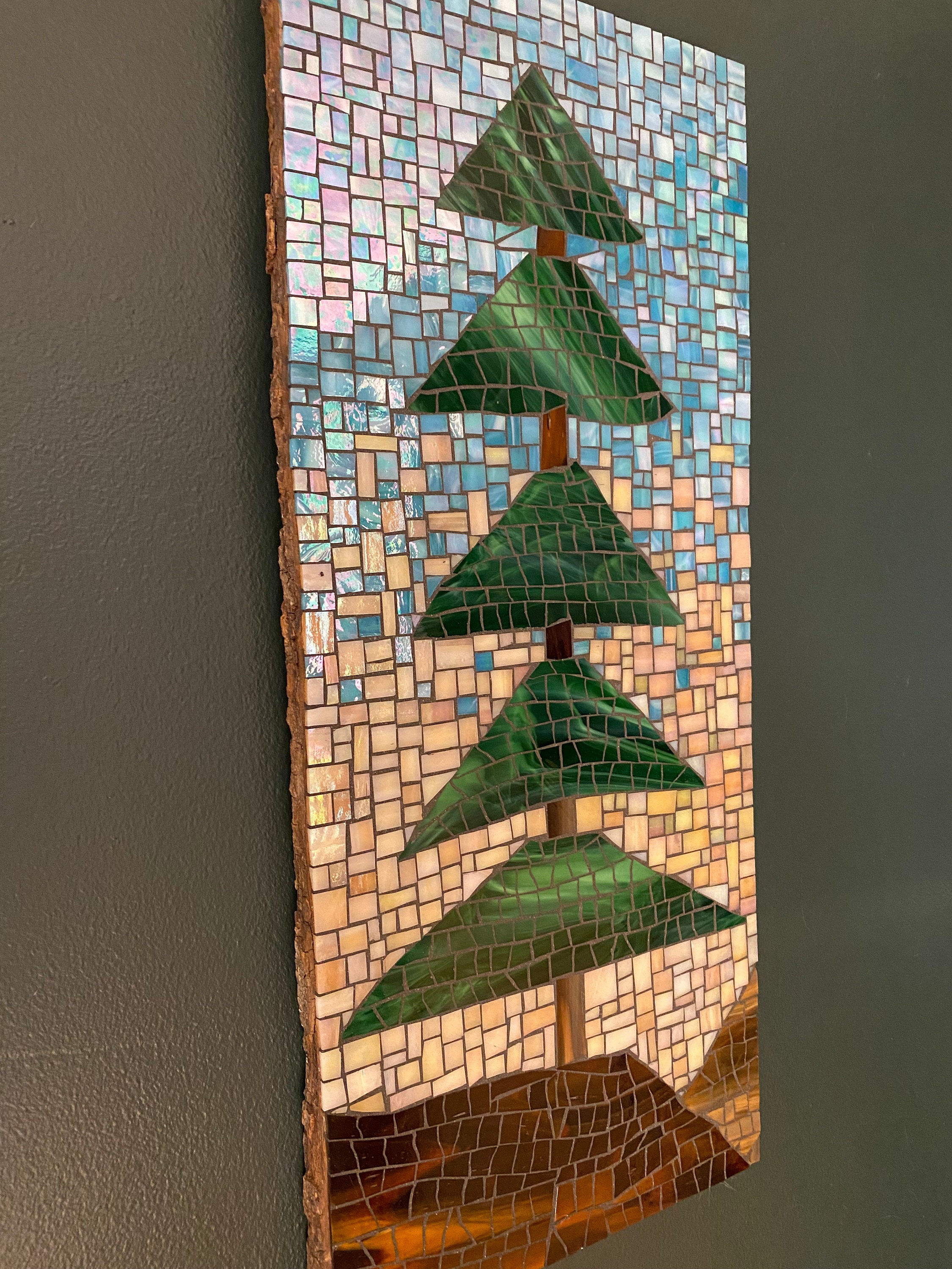 Pine Tree Stained Glass Mosaic Wall Hanging - Etsy