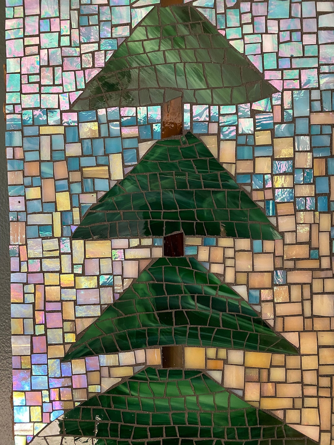 Pine Tree Stained Glass Mosaic Wall Hanging - Etsy