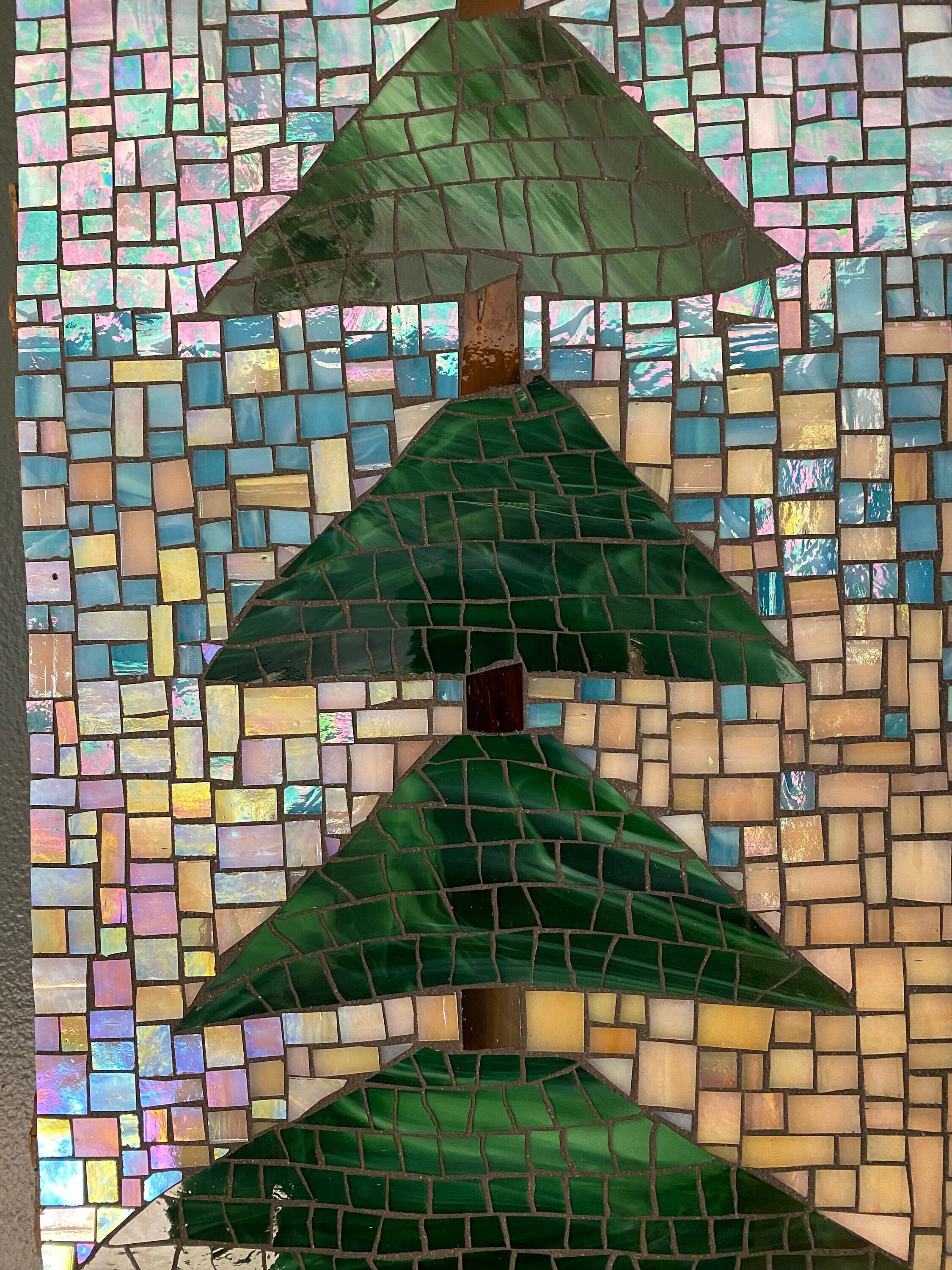 Pine Tree Stained Glass Mosaic Wall Hanging - Etsy