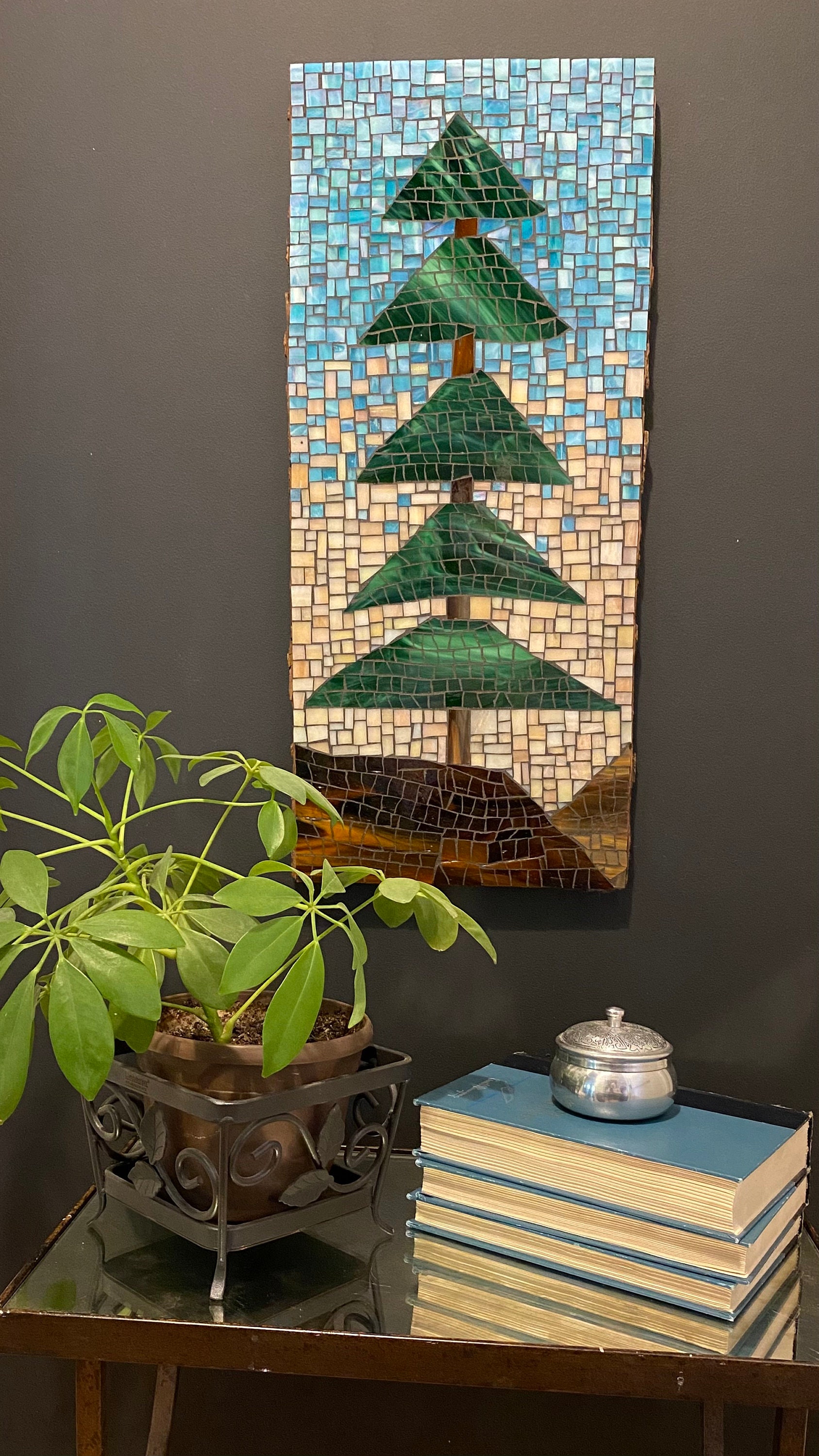 Pine Tree Stained Glass Mosaic Wall Hanging - Etsy