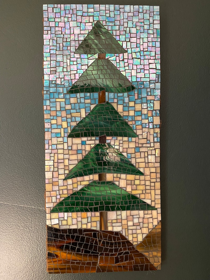 Pine Tree Stained Glass Mosaic Wall Hanging - Etsy