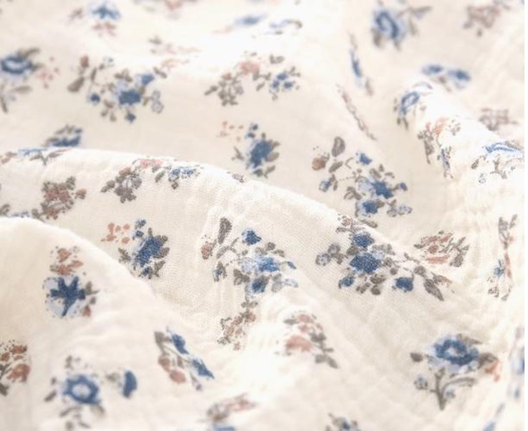 Double Cotton Gauze Fabric, Floral Printed Cotton Fabric, Double Cotton ...