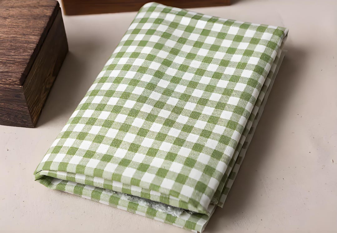 Green Cotton Linen Check Fabric, Dress Fabric, Decoration Fabric, Throw ...