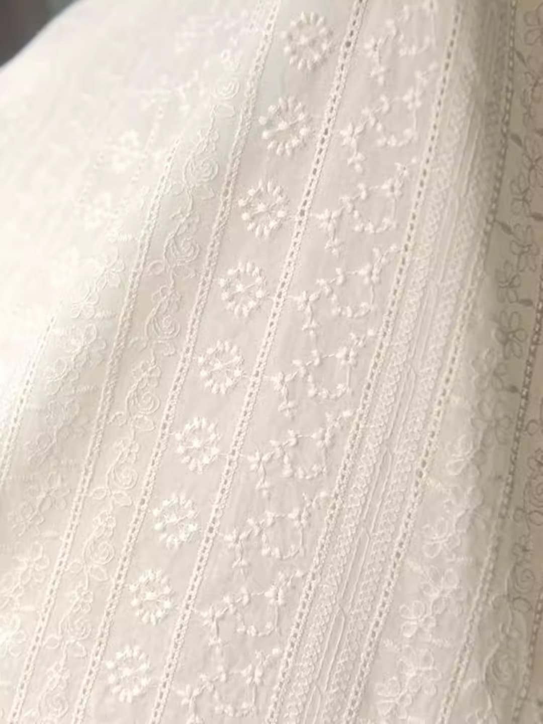 Floral Cotton Embroidered Fabric, Flower Fabric, Cotton Fabric ...