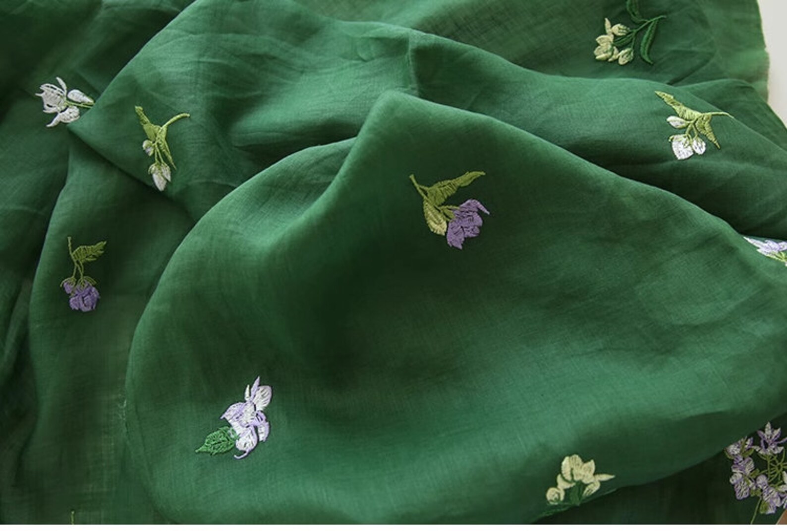 Floral Embroidered Ramie Fabric, 100% Nature Ramie Sheer Fabric ...