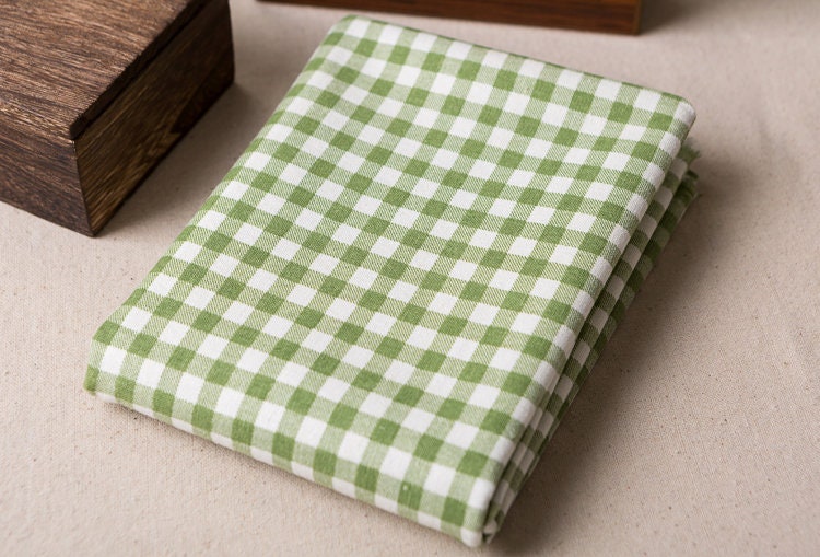 Green Cotton Linen Check Fabric, Dress Fabric, Decoration Fabric, Throw ...